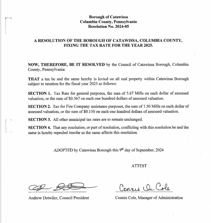 News & Events | Catawissa Borough, Pennsylvania | Established 1774